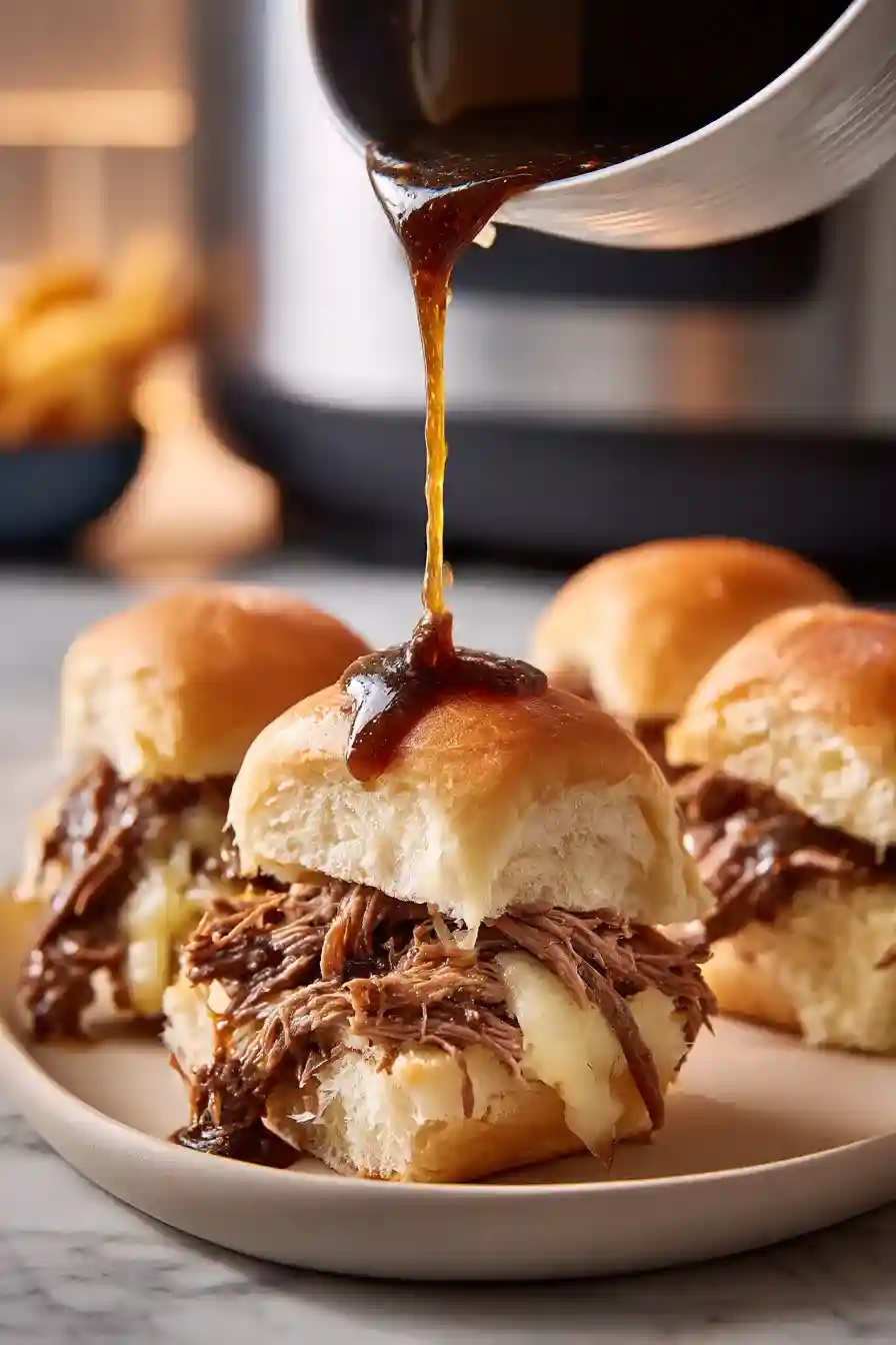 Slow Cooker French Dip Sliders – Easy Party Food Favorite