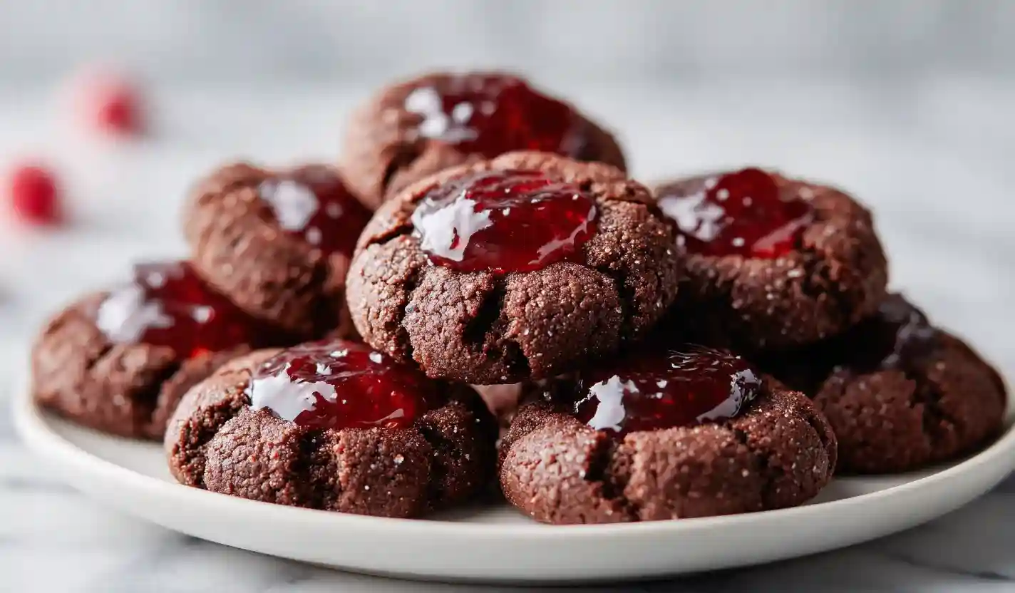 Chocolate Thumbprint Cookies with Raspberry Jam – Soft, Rich & Elegant