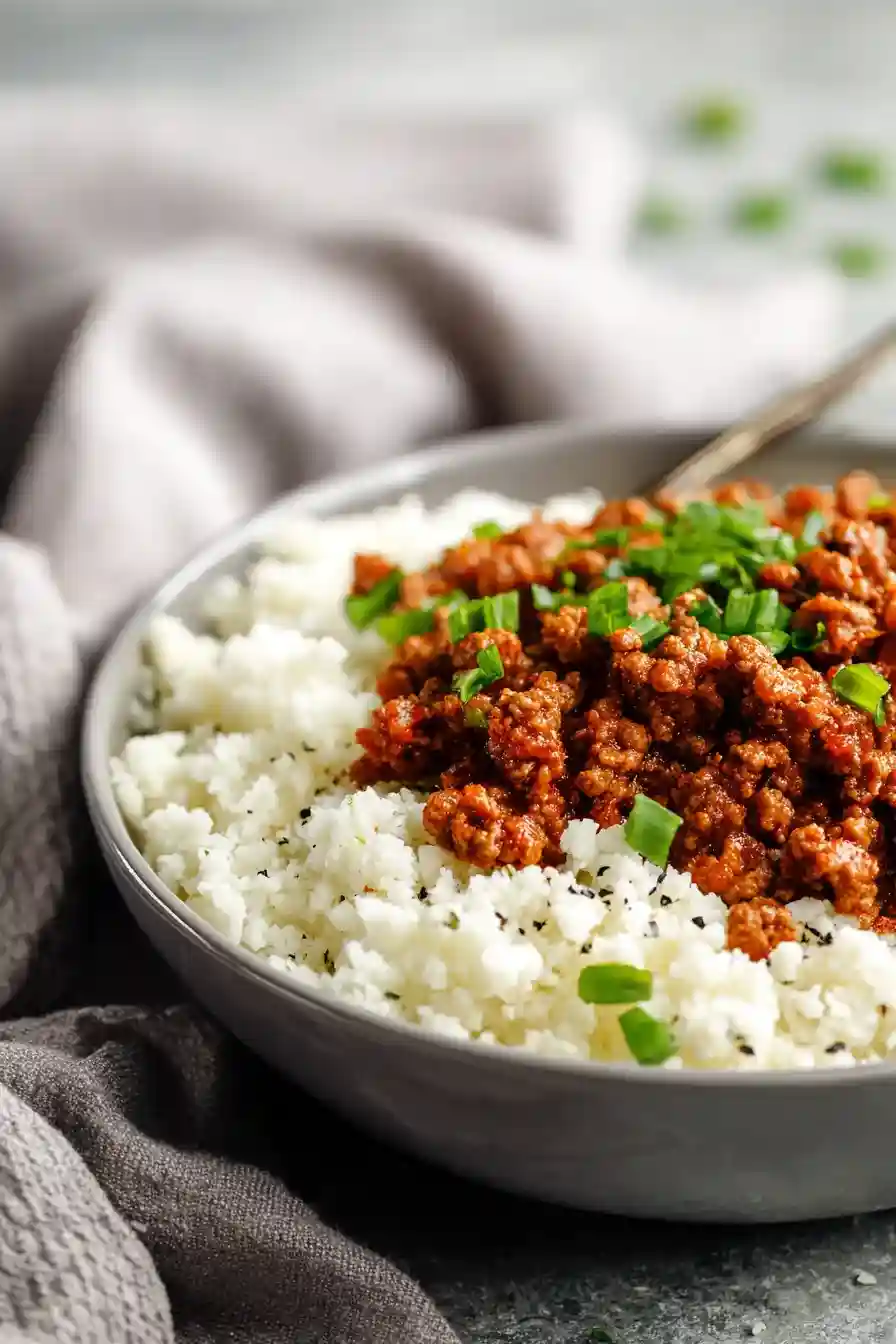 Ground Beef Cauliflower Rice Bowl – Easy Healthy Low Carb Meal