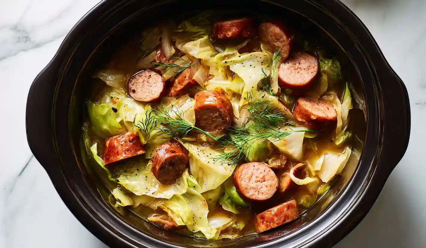 Slow Cooker Cabbage and Beef Sausage | Hearty Crockpot Dinner